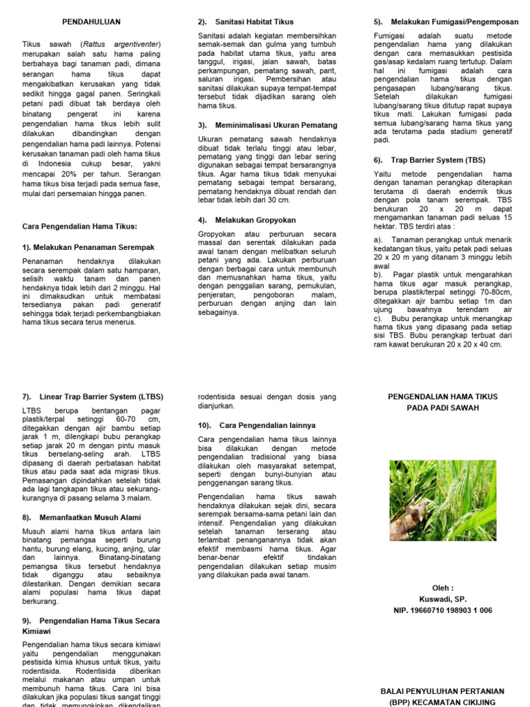 Folder Pengendalian Hama Tikus | PDF
