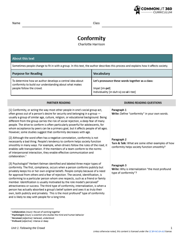Conformity Reading | PDF | Conformity | Experiment