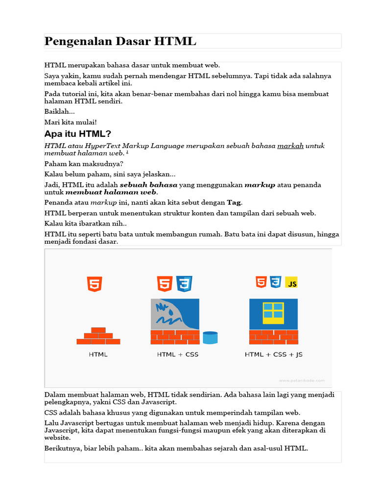 Pengenalan Dasar HTML | PDF | Karier & Perkembangan | Bisnis