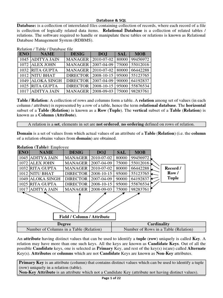 Database | PDF | Relational Model | Table (Database) Database | PDF | Relational Model | Table (Database)