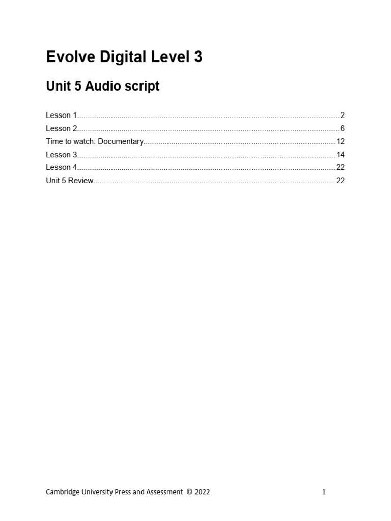 Evolve Digital Level 3 Unit 5 Audio Scripts | PDF