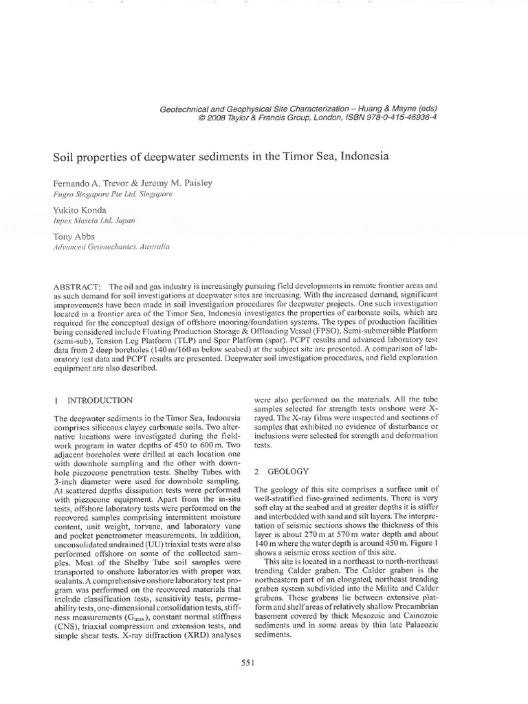 ISC3 Soil Properties of Deepwater Sedime | PDF