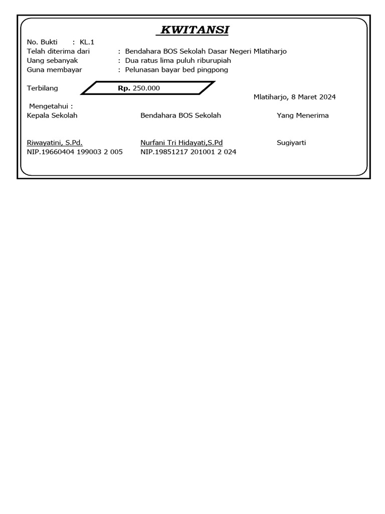 Kwitansi TW 1 Siap Print | PDF
