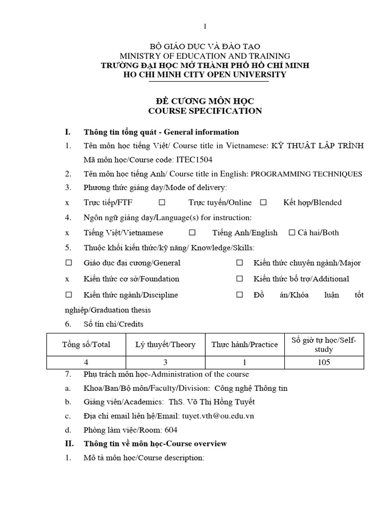 KHMT ITEC1504 Ky Thuat Lap Trinh 300622 | PDF