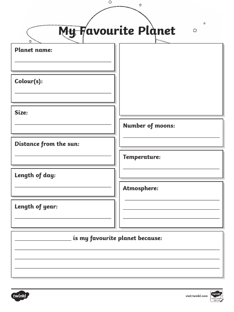 Solar System - My Favourite Planet - Activity Sheet | PDF