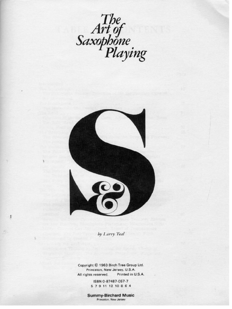Saxophone) Larry Teal - The Art of Saxophone Playing | PDF | Foreign ...