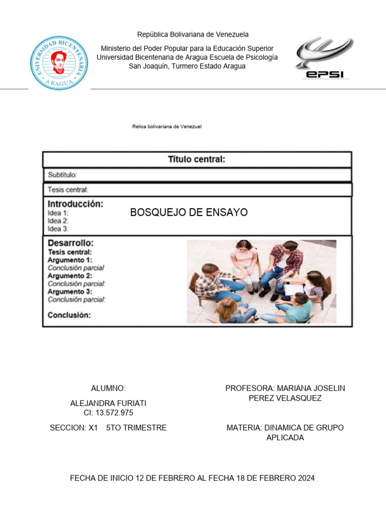 Bosquejo de Ensayo 1 | PDF | Grupo social | Sociedad