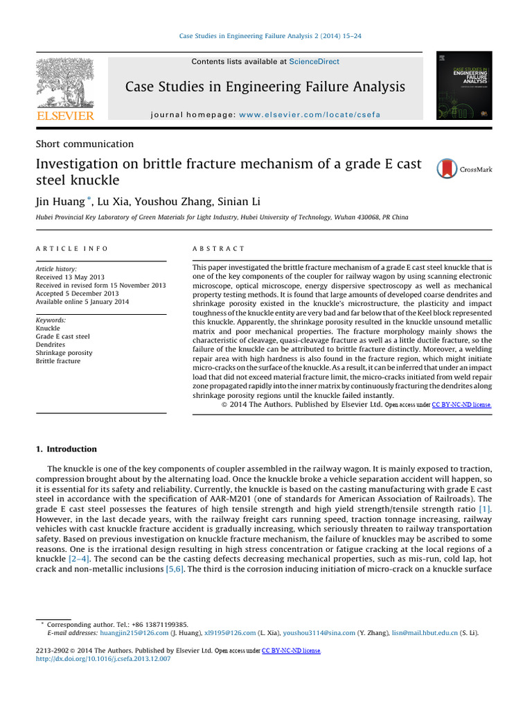 Investigation On Brittle Fracture Mechanism of A Grade E Cast Steel ...