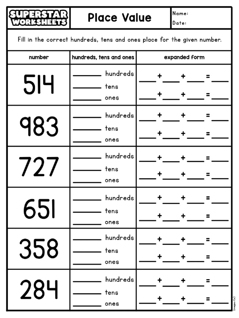 Basic Place Value Hundreds Worksheets 4 | PDF
