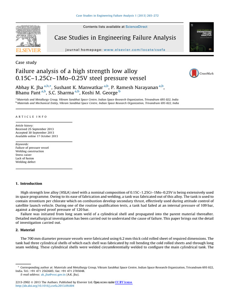 Failure Analysis of A High Strength Low Alloy 0 15C 1 25Cr 1mo 0 25V ...