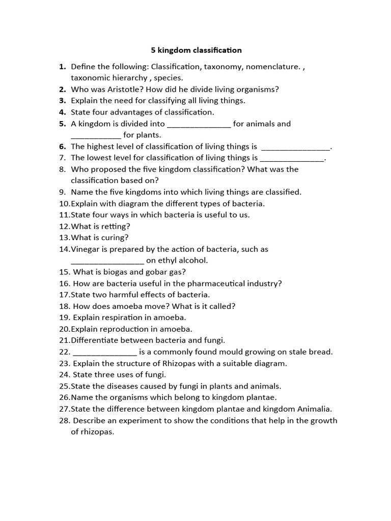 5 Kingdom Classification | PDF