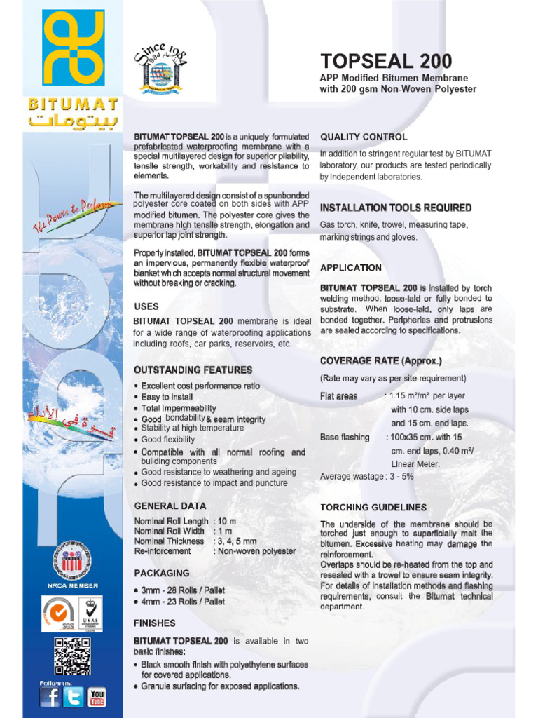 Topseal 200 | PDF | Secondary Sector Of The Economy | Materials