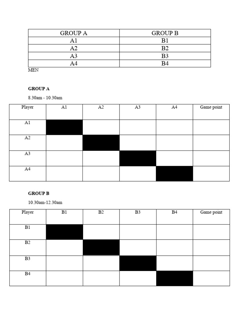 Grouping Chart Scad Pingpong | PDF | Sports | Ball Games