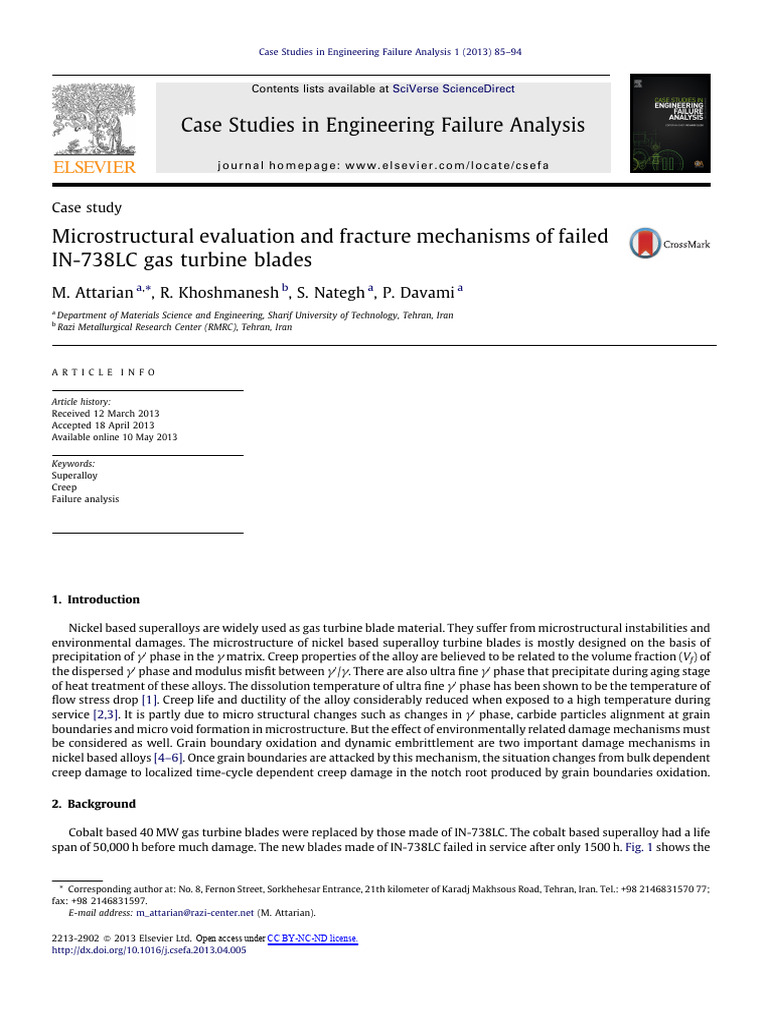 Microstructural Evaluation and Fracture Mechanisms of Failed IN 738LC ...
