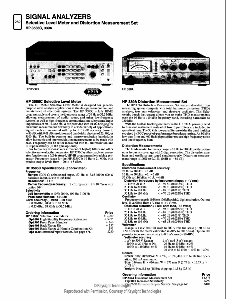 Agilent 339A Datasheet | PDF