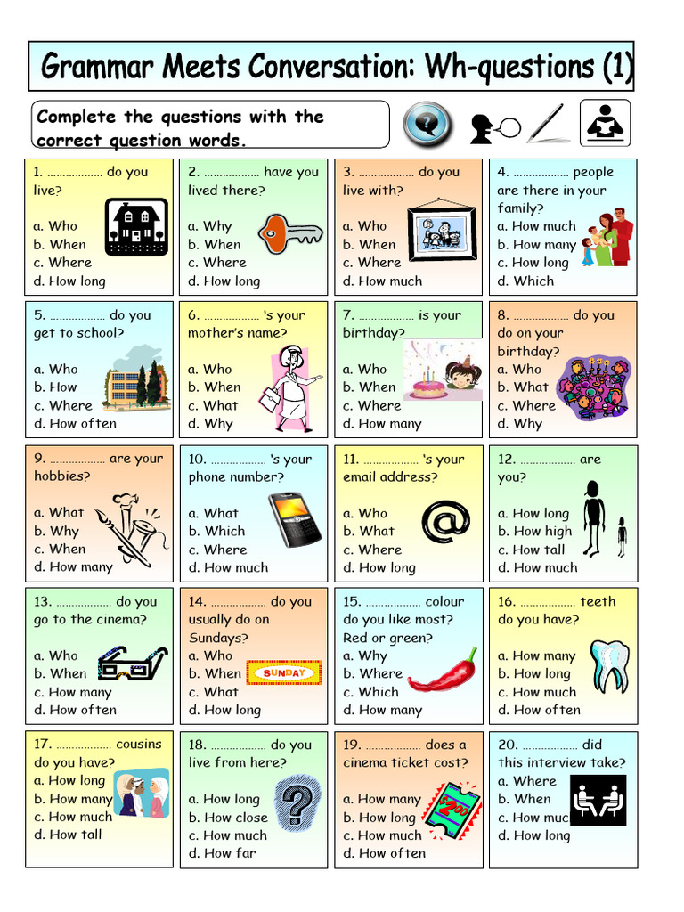 Grammar Meets Conversation Whquestions 1 Getting T Activities Promoting ...