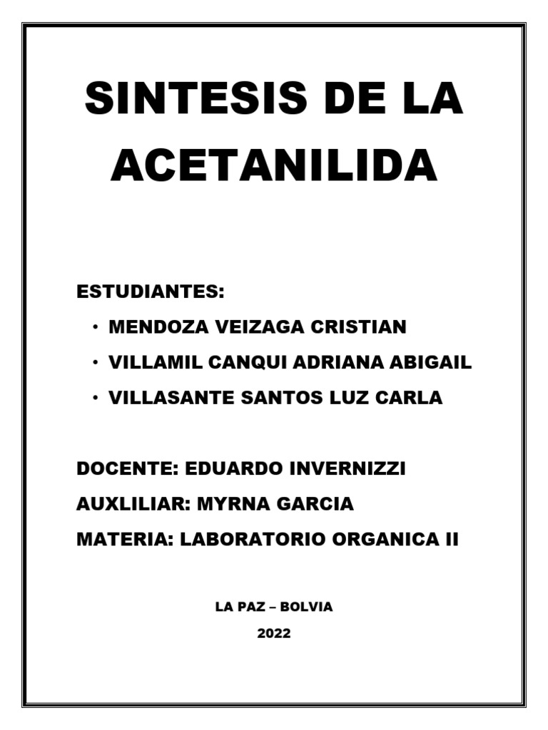 Sintesis de La Acetanilida-2 | PDF | Química | Sustancias químicas