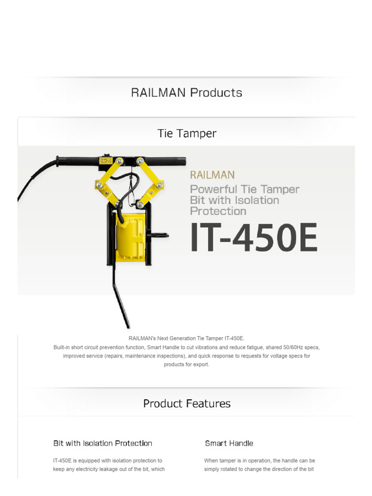 Tie Tamper RAILMAN Products RAILMAN ISHIDA MFG Co.,Ltd | Download Free PDF | Rail Transport ...
