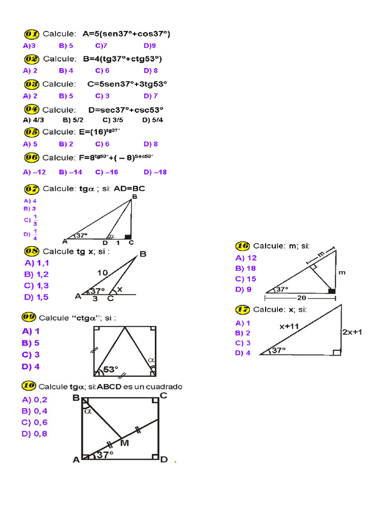Angulos Especiales Trigonometria | PDF