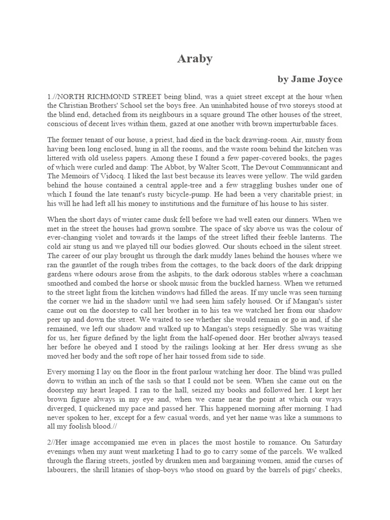 Analysis Araby | Download Free PDF | Narration | Dubliners