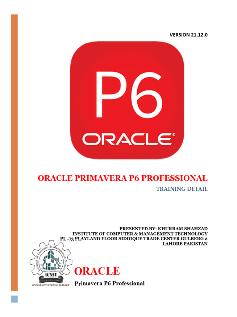 ICMT (Oracle Primavera P6 Training Detail) | PDF | Computing