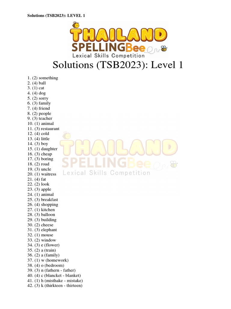Solutions (TSB2023) : LEVEL 1 | PDF