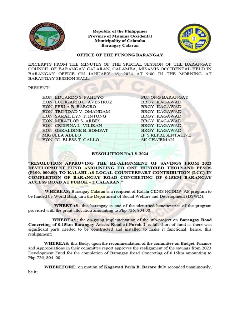 Resolution Realignment Kalahi | PDF | Government | Philippines