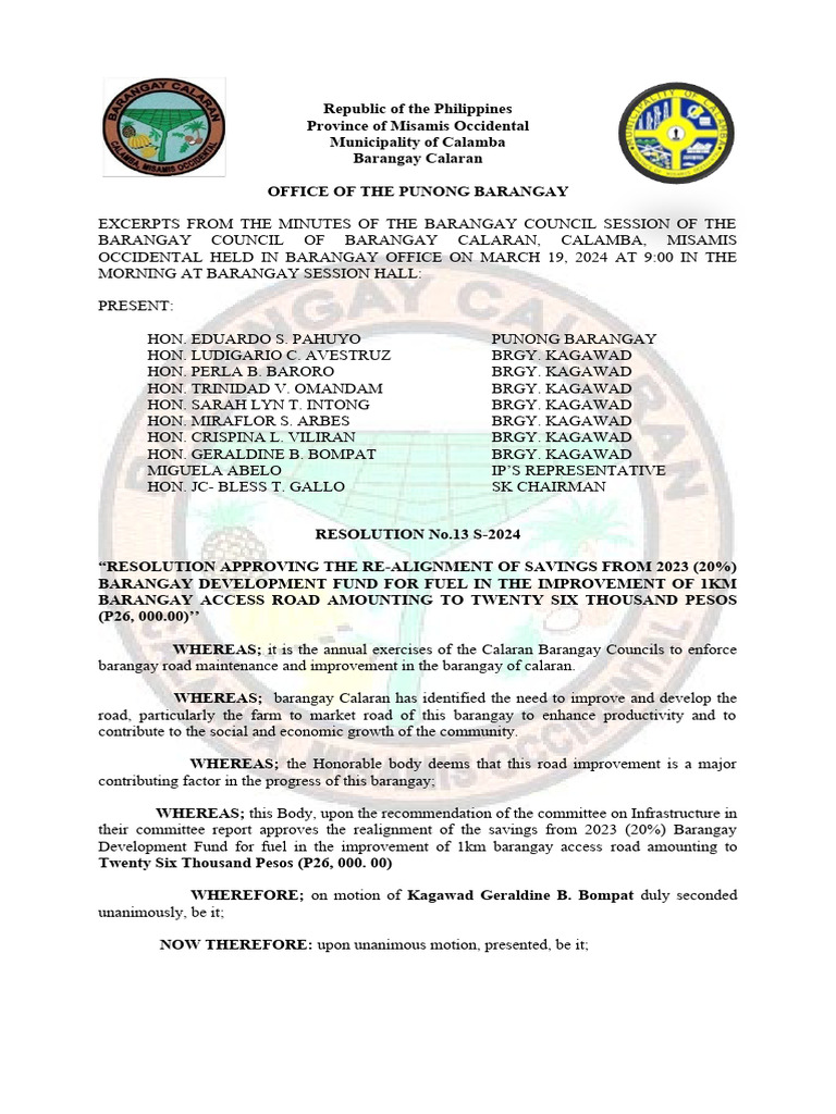 Resolution No.13 S-2024 Re - Alignment 20% | PDF