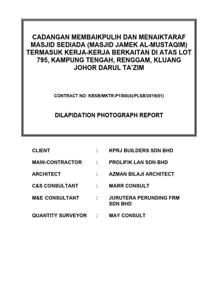 Contoh Dilapidation Photograph Report | PDF