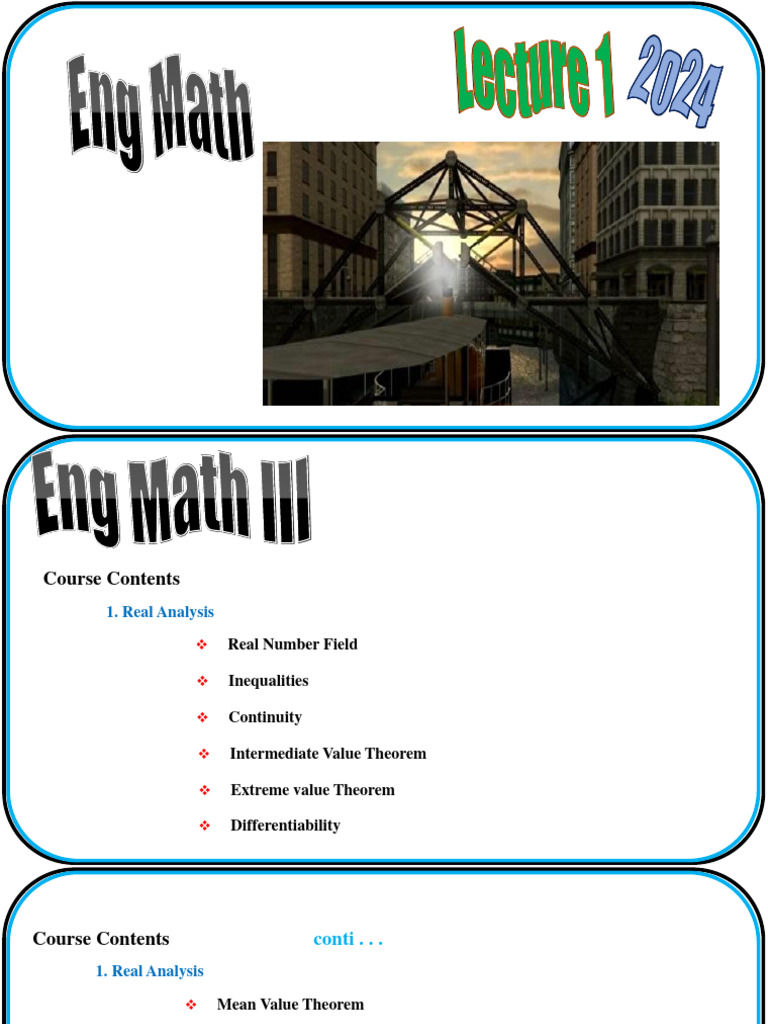 Eng Math Lecture 1 2024 | PDF | Multiplication | Integral