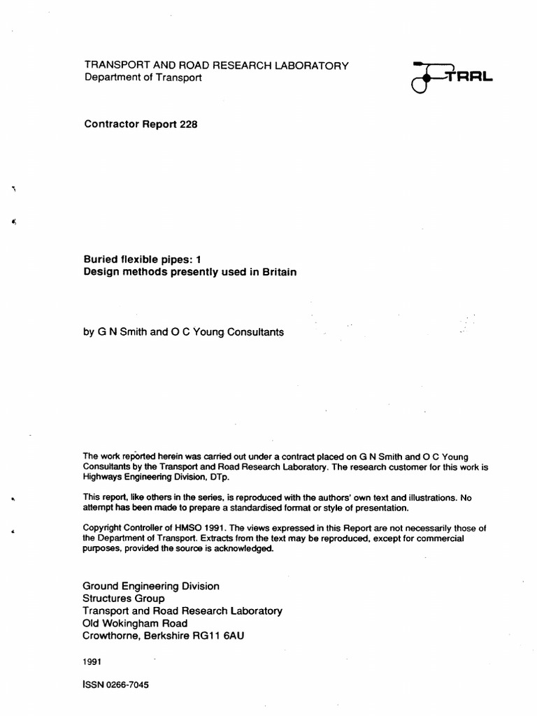 A Guide To Design of Loading For Buried Rigid Pipes Department of ...