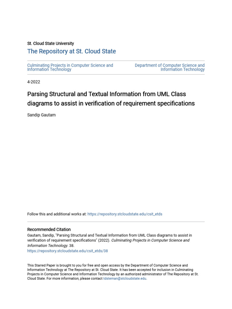 UML Class Diagram Parsing for SRS Verification | PDF | Class (Computer ...