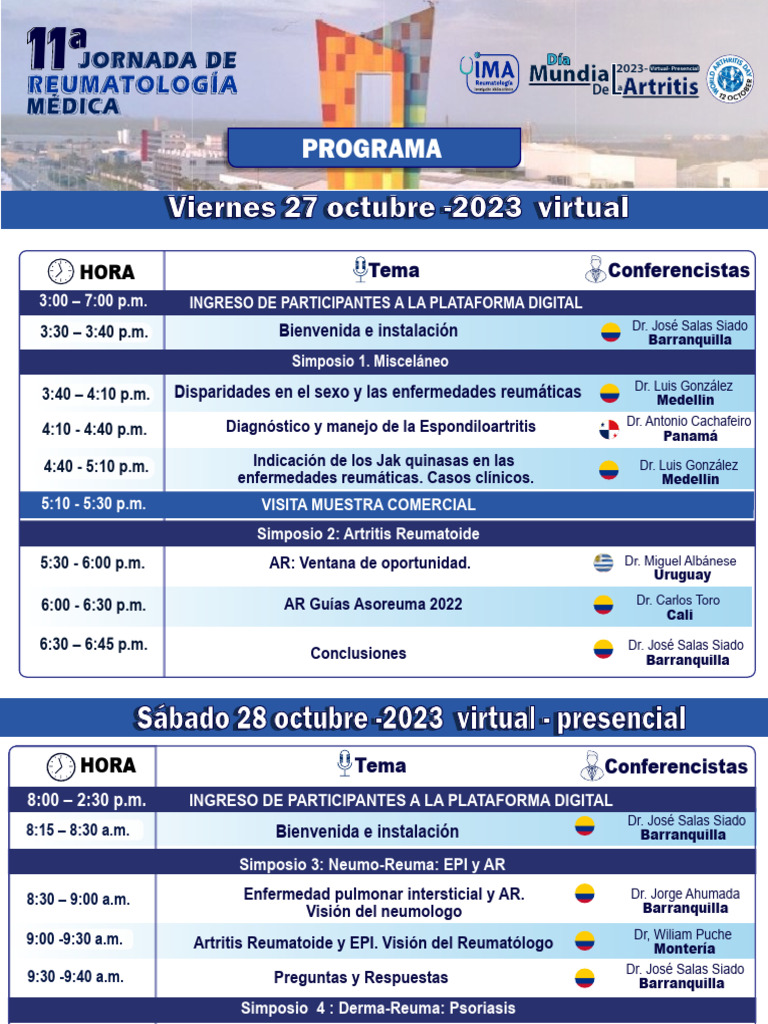 Programa Medico 2023 | PDF | Medicina | Reumatología