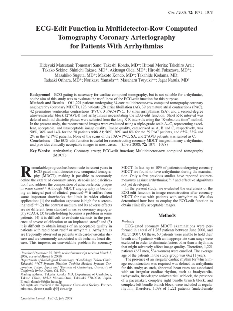 ECG-Edit Function in Coronary MDCT | PDF | Heart | Cardiology