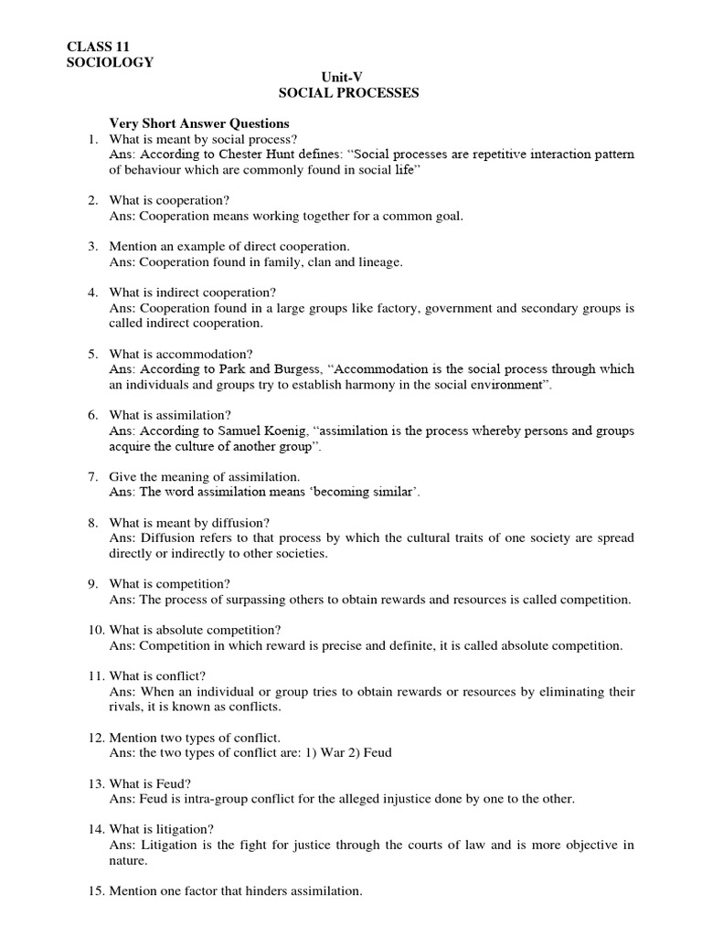 Class 11 Unit 5 SOCIAL PROCESS | PDF | Competition | Society Class 11 Unit 5 SOCIAL PROCESS | PDF | Competition | Society