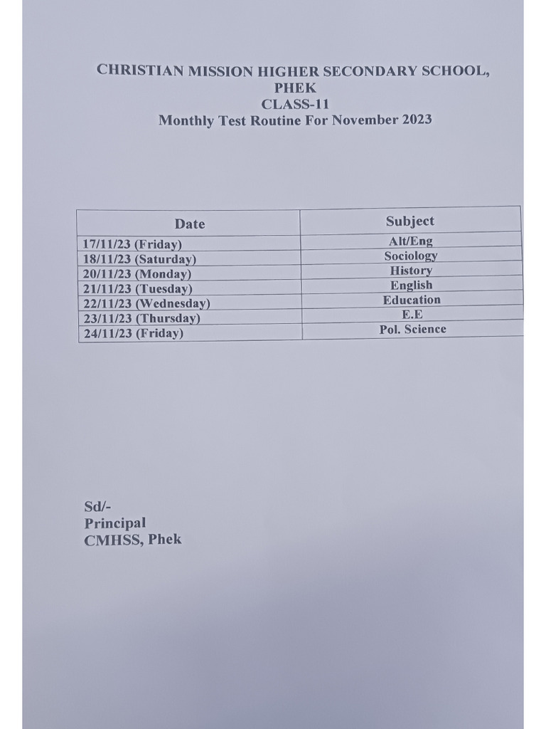Monthly Test Routine | PDF