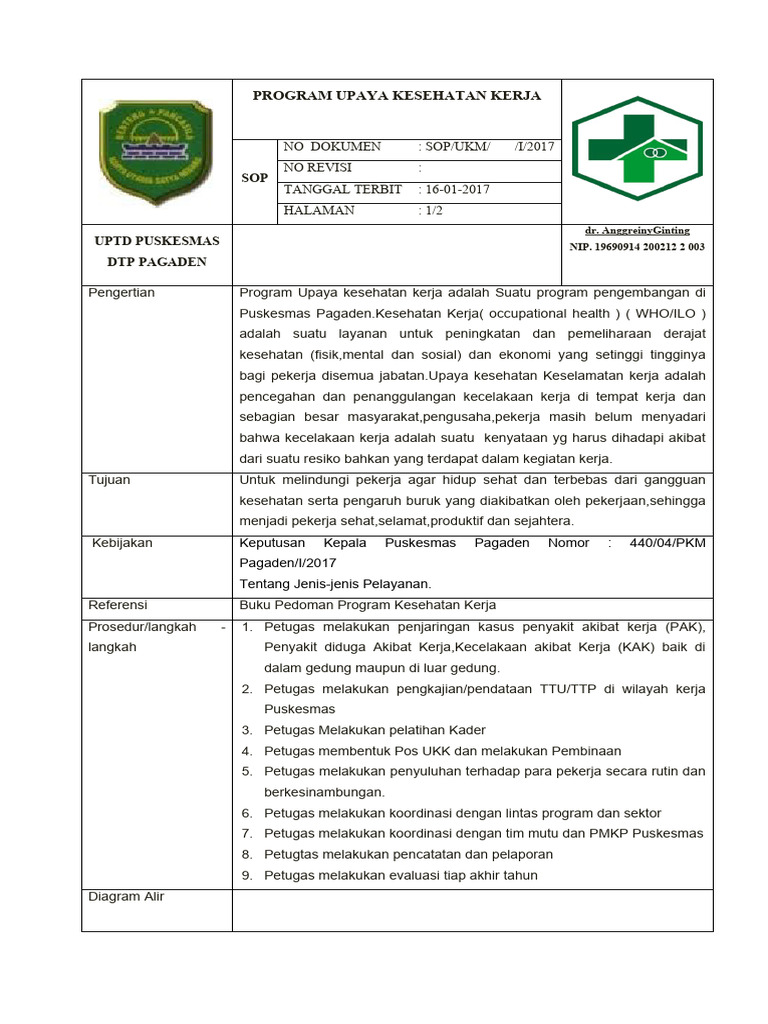 SOP PROGRAM UPAYA KESEHATAN KERJA PGD | PDF | Pengembangan Diri