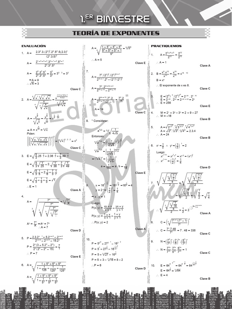 Álgebra 5° 1B Sol | PDF