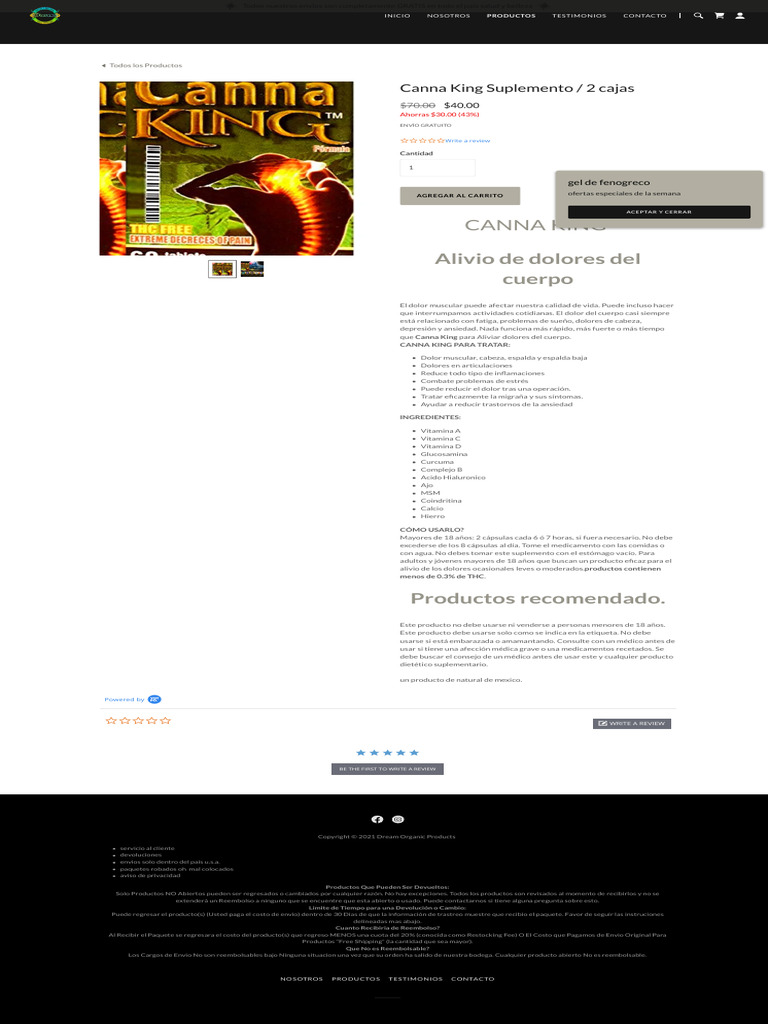 Canna King Suplemento - 2 Cajas | PDF | Medicina CLINICA | Enfermedades y trastornos