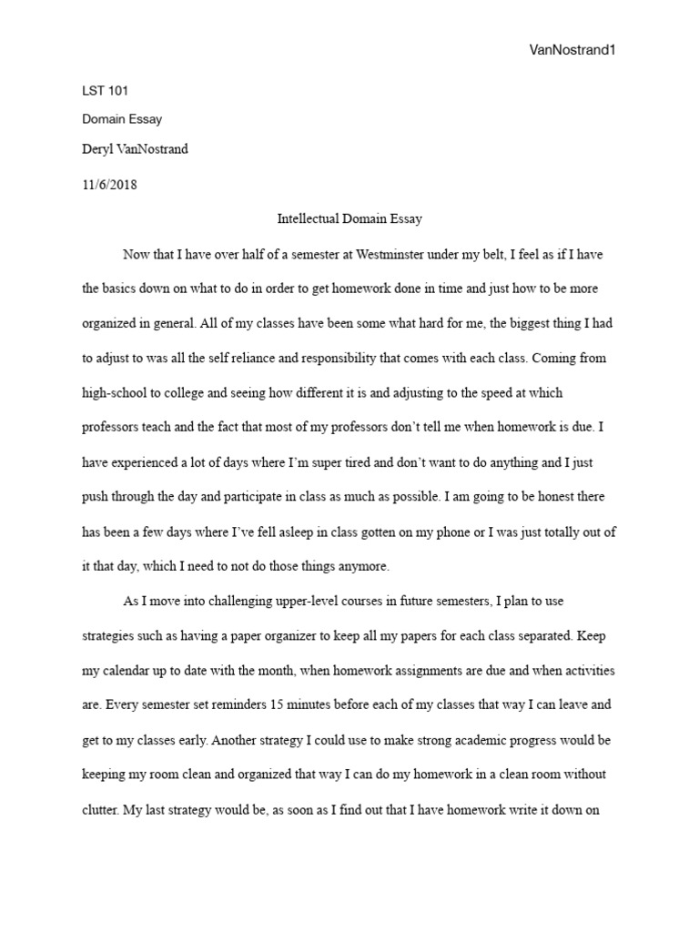Intellectual Essay 1 | PDF | Homework
