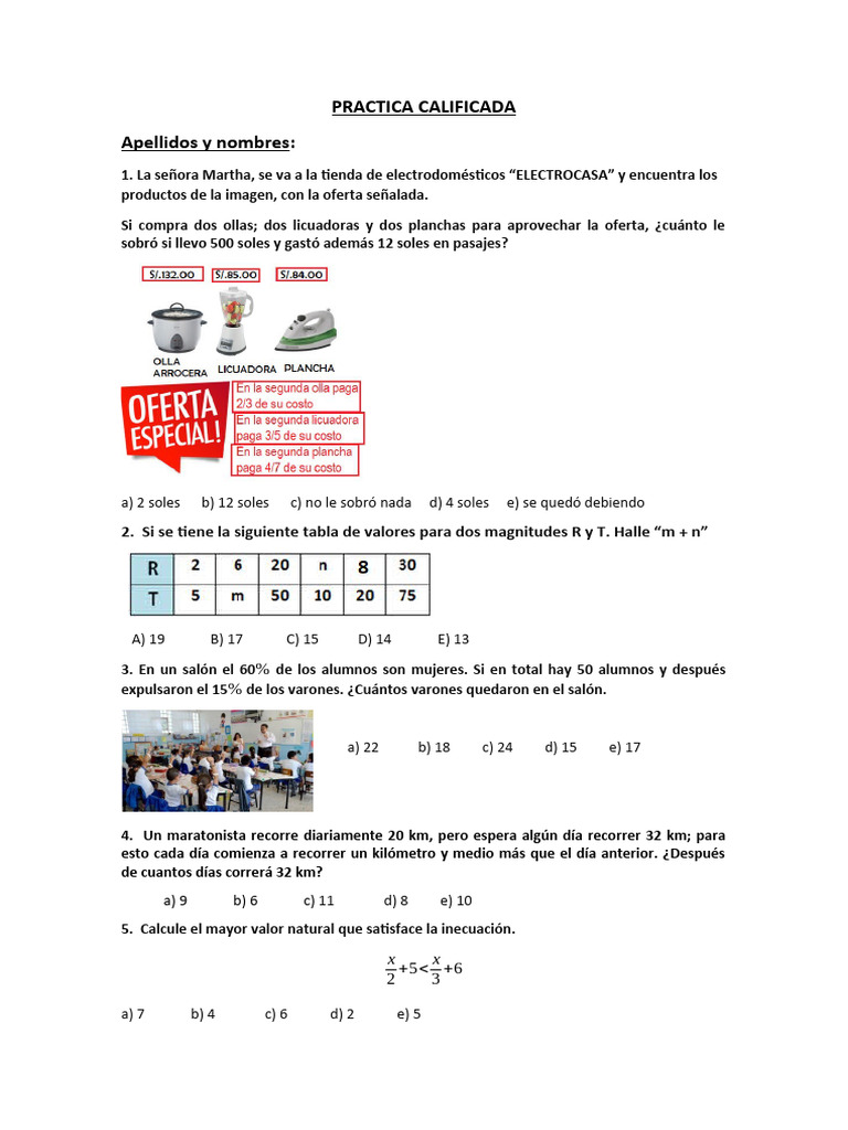 Practica Calificada - Cuarto | PDF