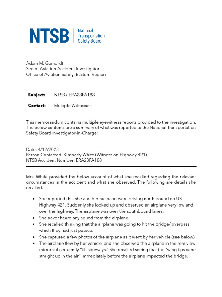 MFR (Witness Reports) - Rel | PDF | Airplane | Transport