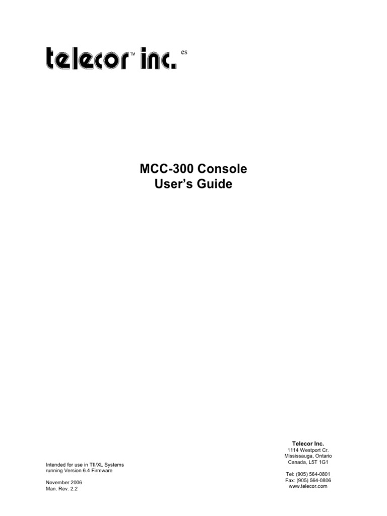 MCC-300 Console User's Guide | PDF | Telephone | Microphone