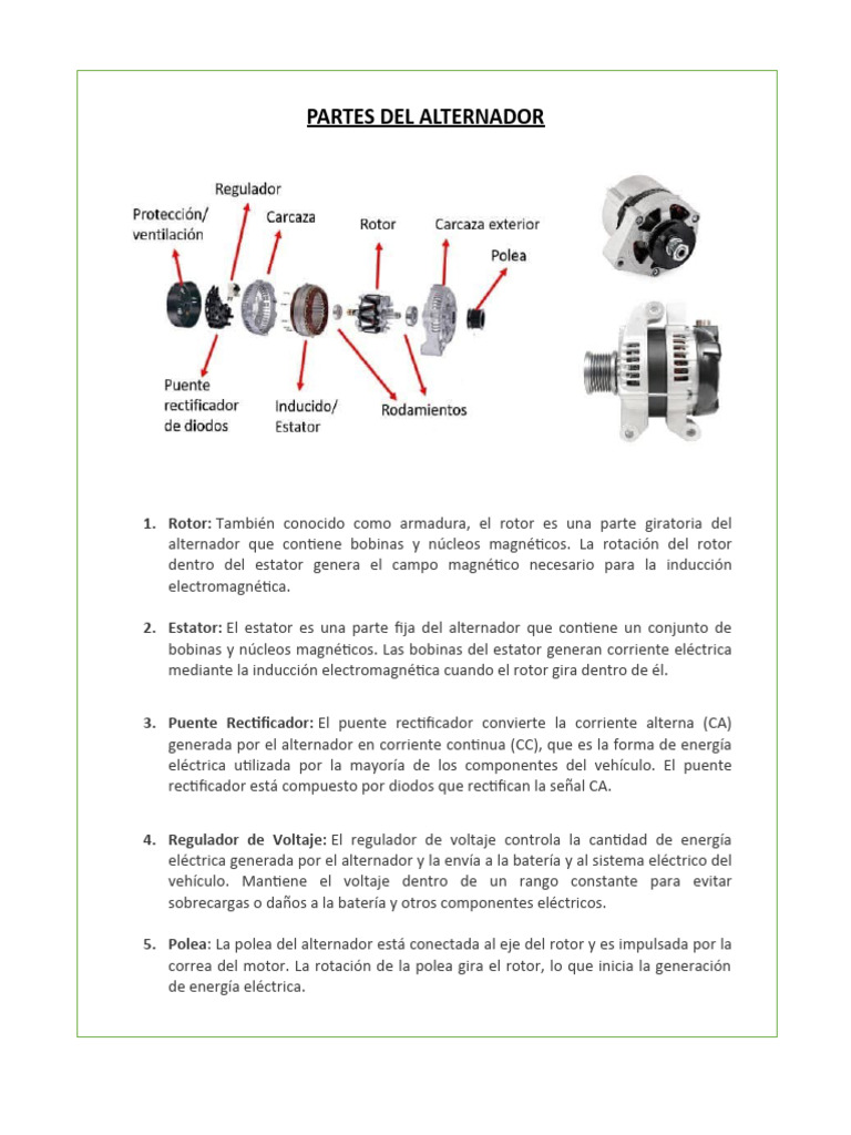 Partes Del Alternador | PDF | Ingenieria Eléctrica | Corriente eléctrica