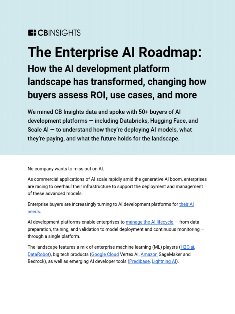 CB Insights - Enterprise AI Roadmap | PDF | Artificial Intelligence ...