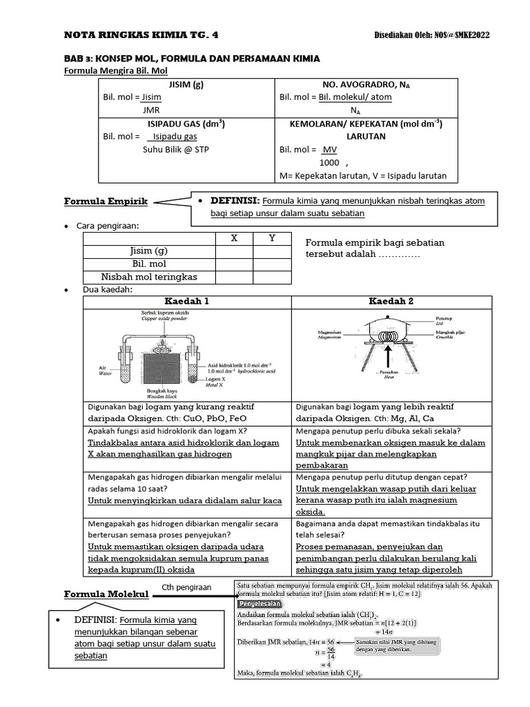 Nota Ringkas Kimia T4 Bab 3 Pdf