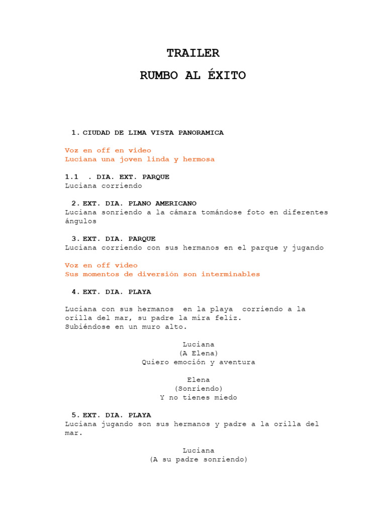 Guion de Trailer Rumbo Al Éxito | PDF