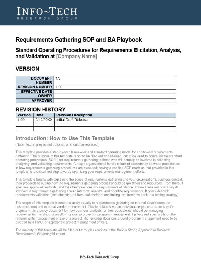 02 Requirements Gathering SOP and BA Playbook | PDF | Business Analysis ...