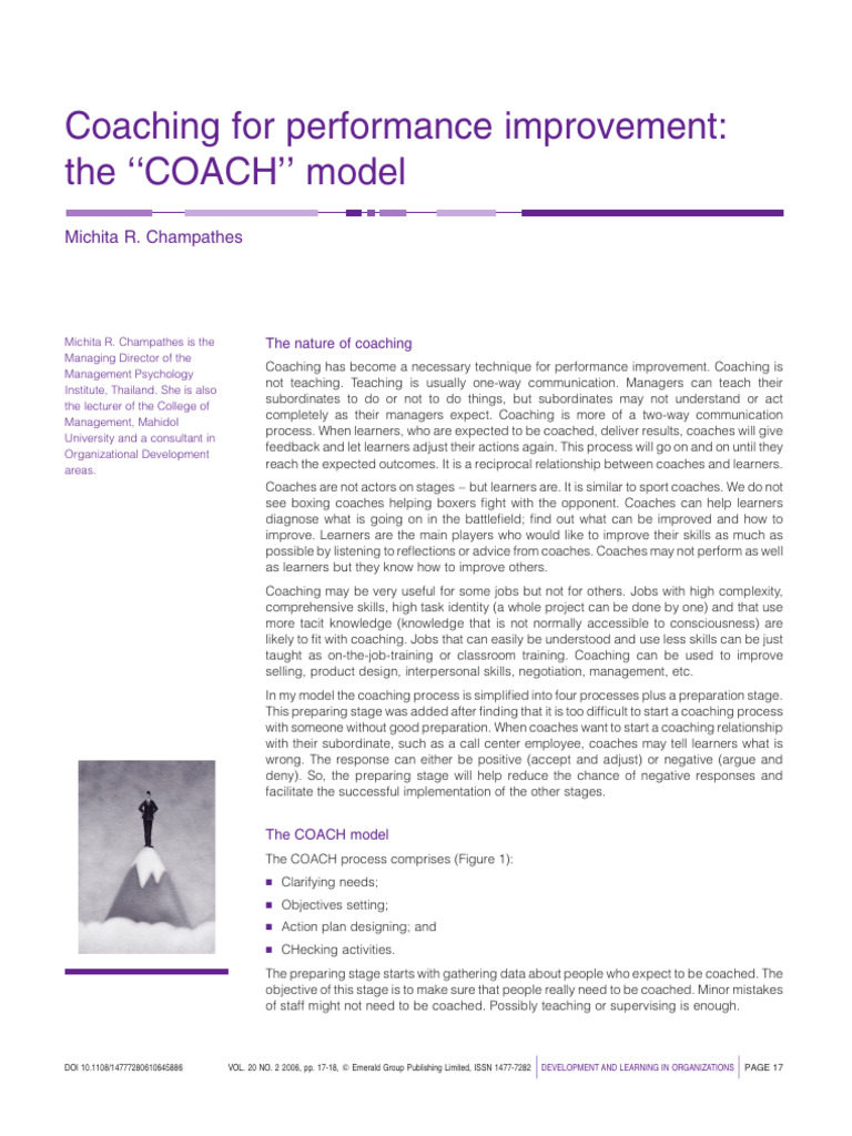 Coaching For Performance Improvement | PDF | Learning | Knowledge