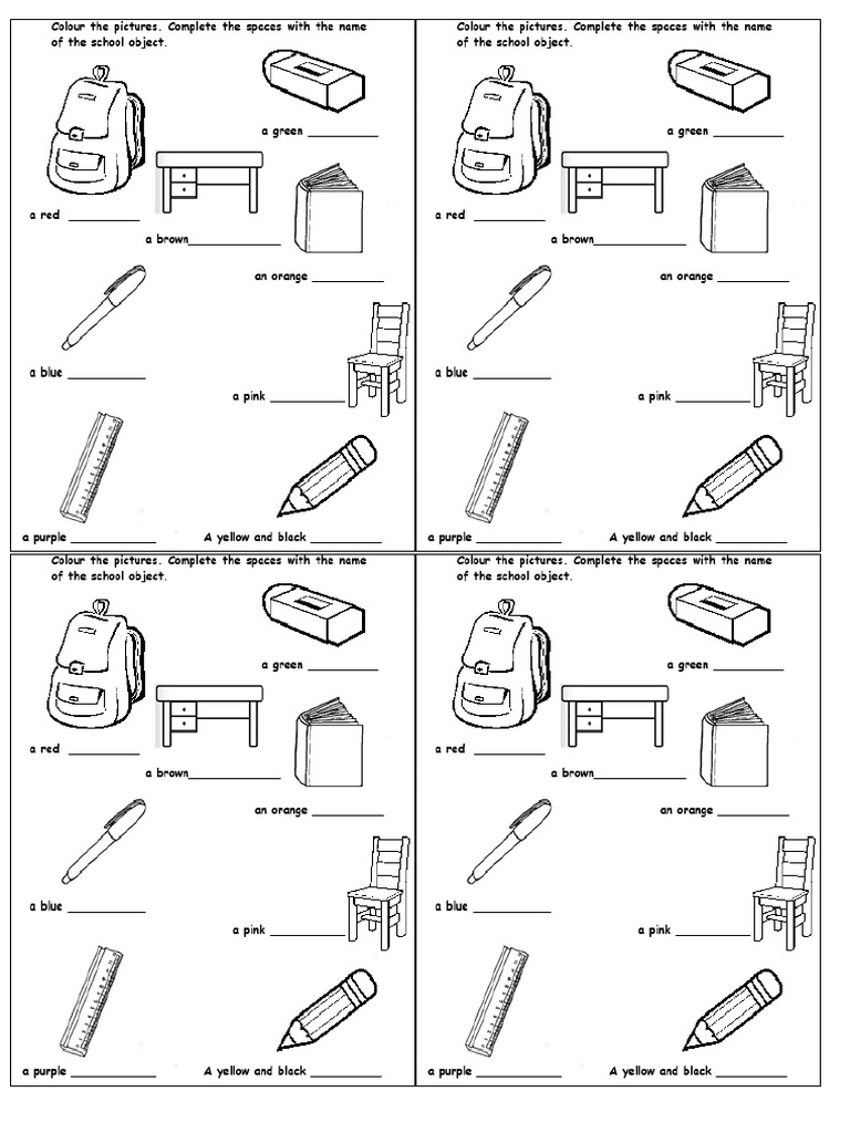 SCHOOL OBJECTS x4 | PDF